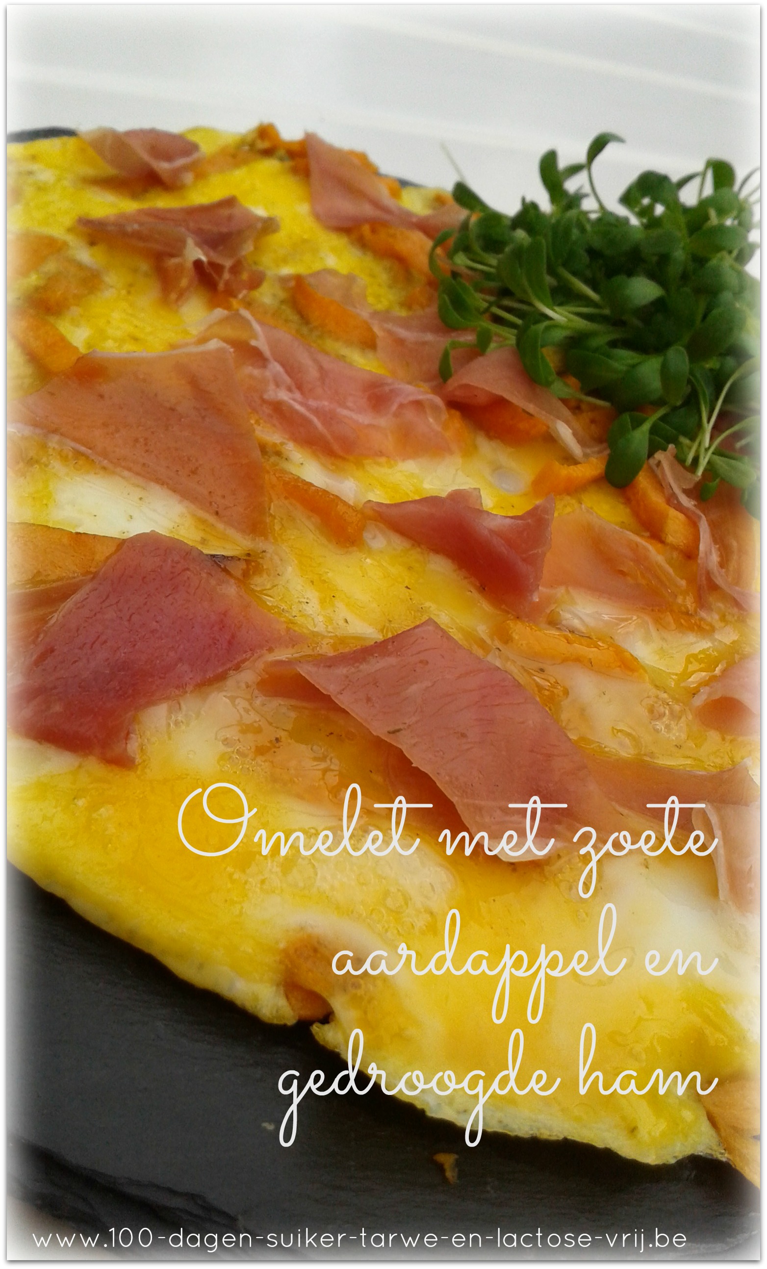 omelet met zoete aardappel en gedroogde ham-suikervrij-lactosevrij ...